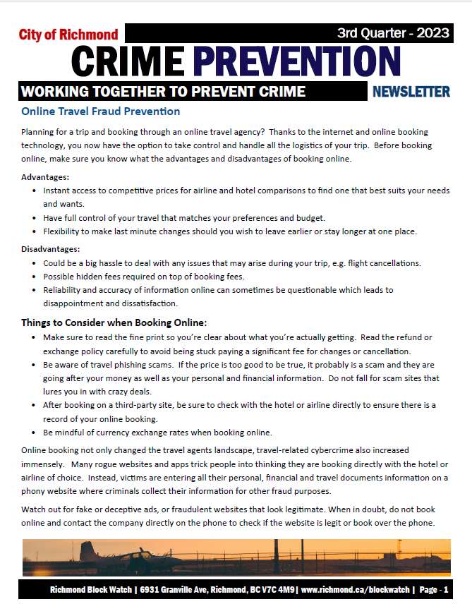 Crime Prevention Newsletter - City of Richmond, BC